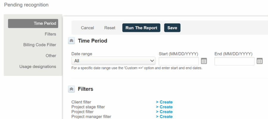 Run and Create Pending Recognition for All Projects in SuiteProjects ...
